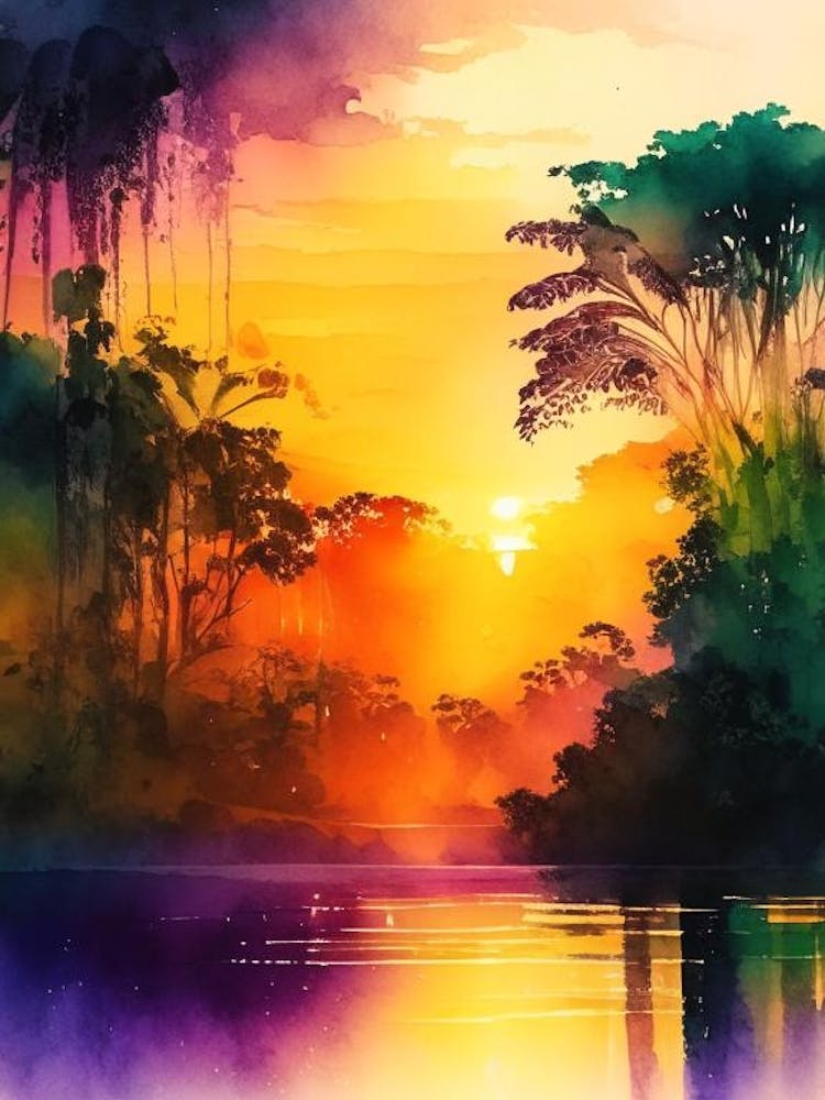 The Amazon Rainforest Watercolour 3 Art Print by Breathtaking Sunsets ...