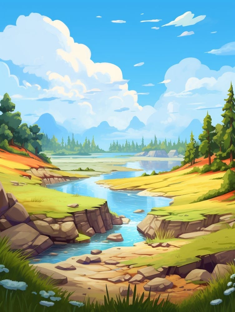 Coastal Plains Cartoon 1 Art Print by PixelPerfect – Fy!