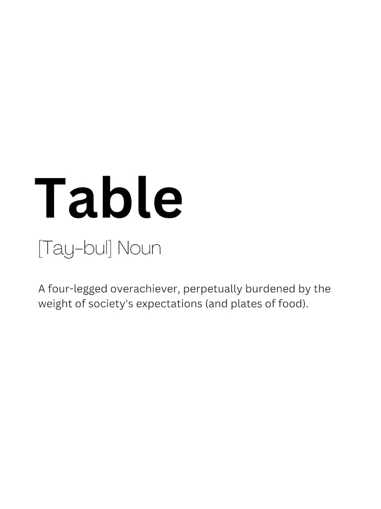 Table Definition Meaning Art Print by Kaigozen – Fy!