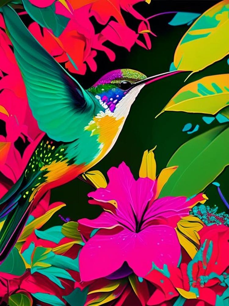Hummingbird In A Garden Andy Warhol Inspired Art Print by Featherline – Fy!