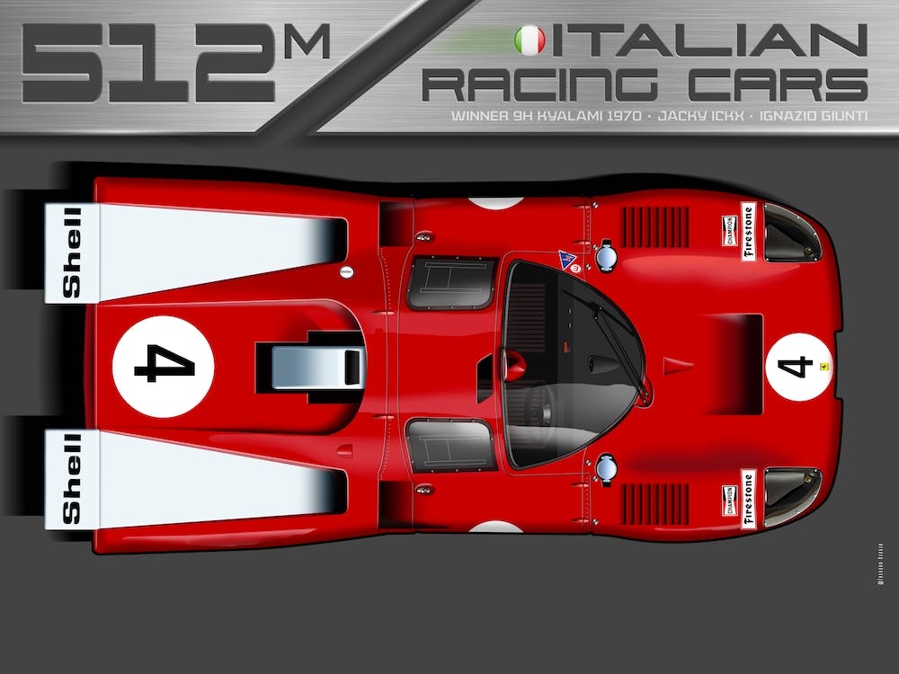 Ferrari 512M, Kyalami 70, Ickx, Giunti Art Print by Theo's Picture ...