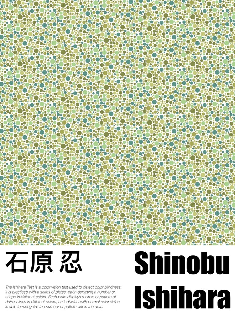 Japanese Ishihara Colorblindness Pattern Art Green Dots Art Print by ...