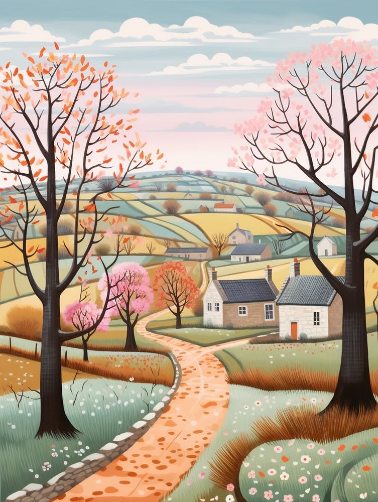 The Cotswold Way England 1 Hike Illustration Art Print by WanderWall ...