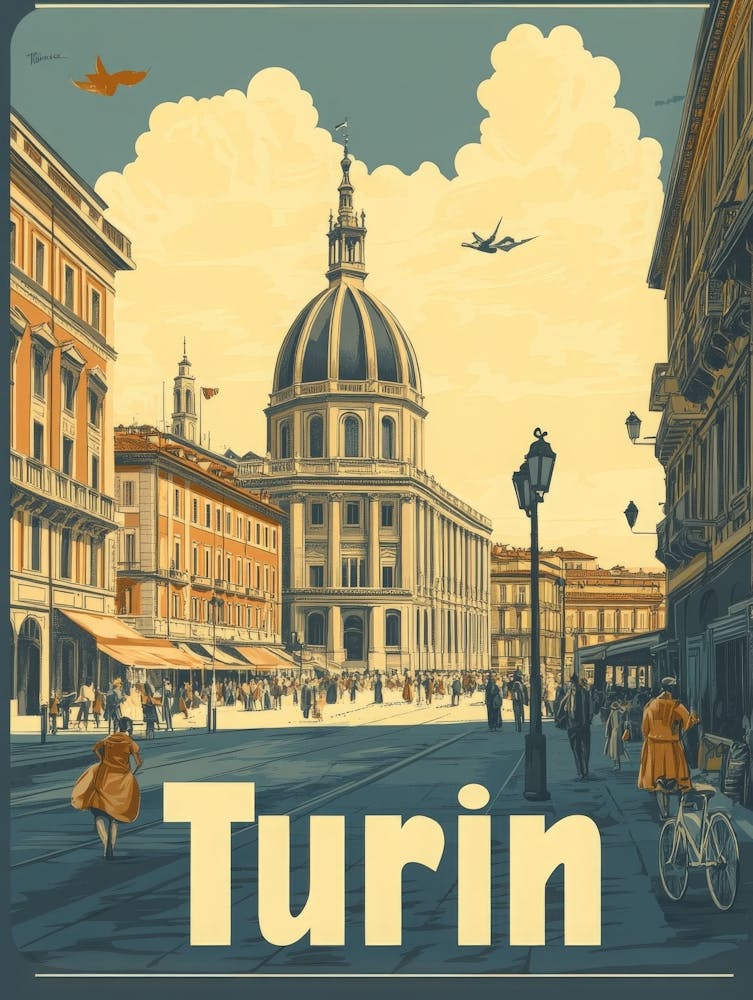 Aihrgdesign A Classic 1960s Travel Poster For Turin Showcasin 8c042ebe ...