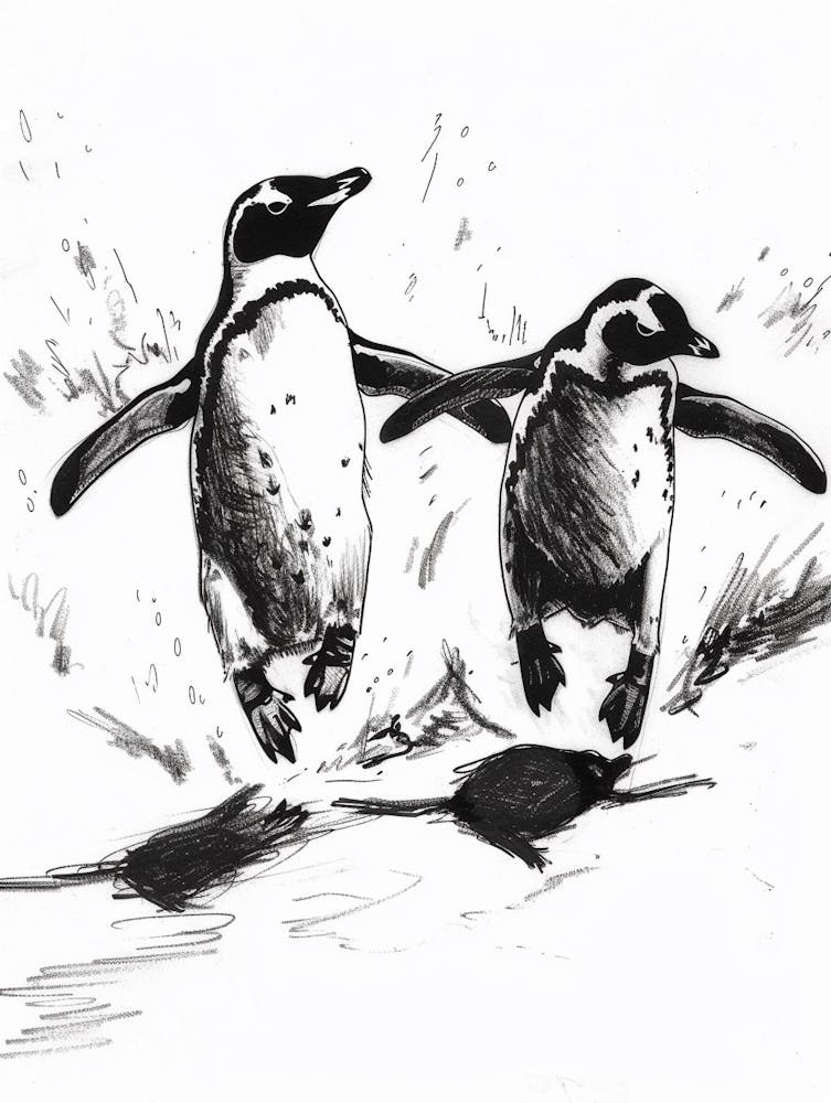 King Penguin Chasing Each Other 4 Art Print by Energy of the Sea – Fy!