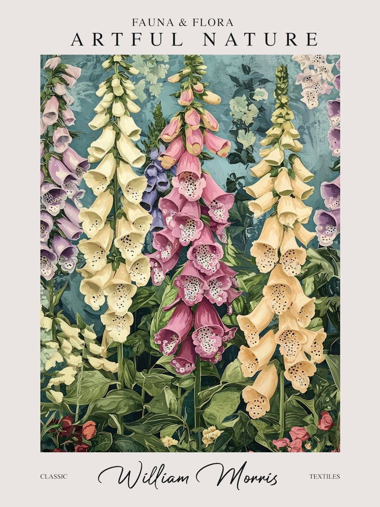 William Morris Foxglove Flower Exhibition Art Print by Mambo – Fy!