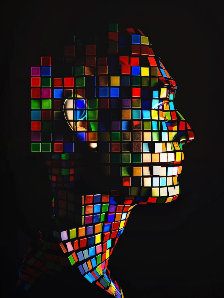 Pixelated Portrait Art Print by Moving Clouds Art – Fy!