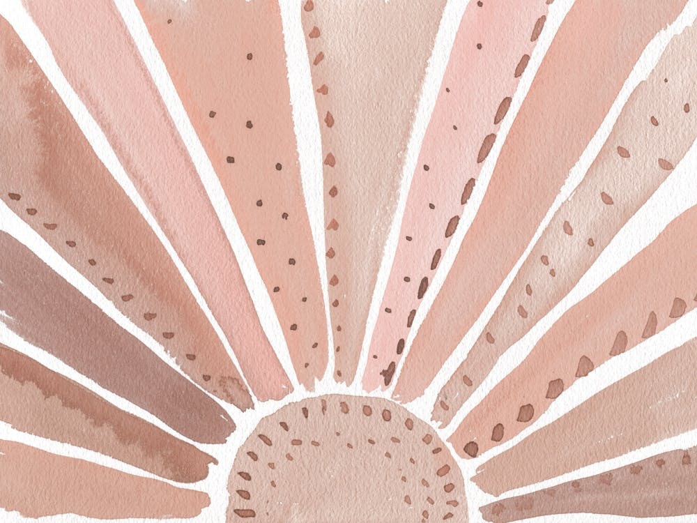 Mauve Blush Sun, Watercolor Boho Sunset, Sunrise Art Print by Articraft ...