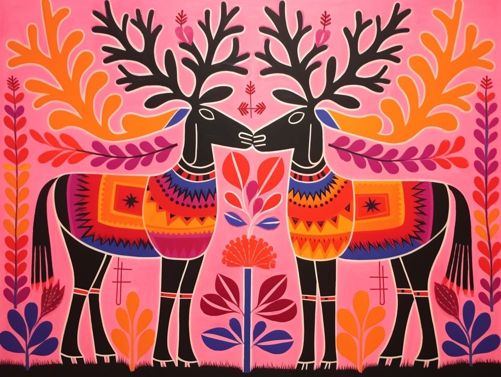 Moose 2 Folk Style Animal Illustration Art Print by Ritual Art Prints – Fy!
