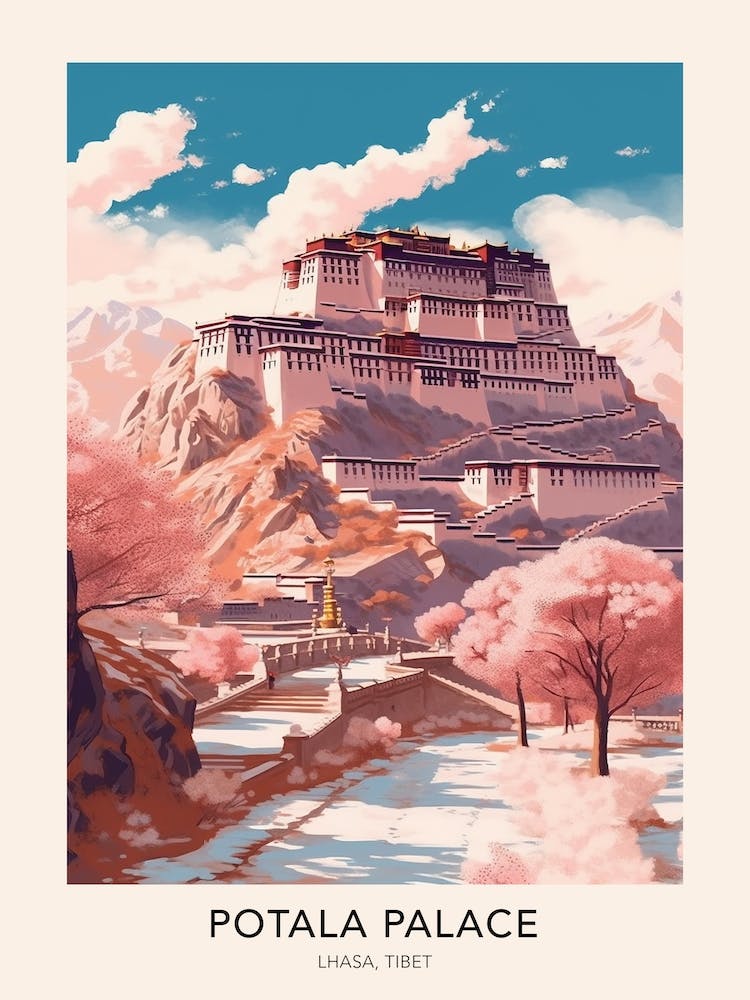 Potala Palace Lhasa Tibet Travel Poster Art Print by The Art of ...