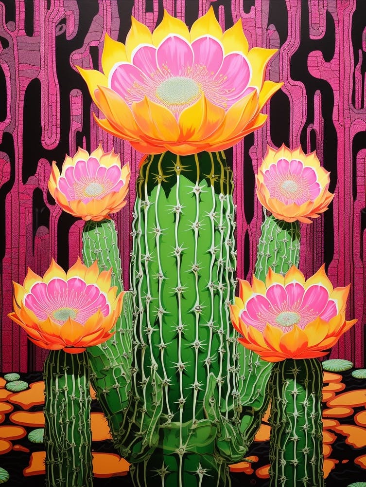 Mexican Style Cactus Illustration Notocactus Cactus 4 Art Print by ...