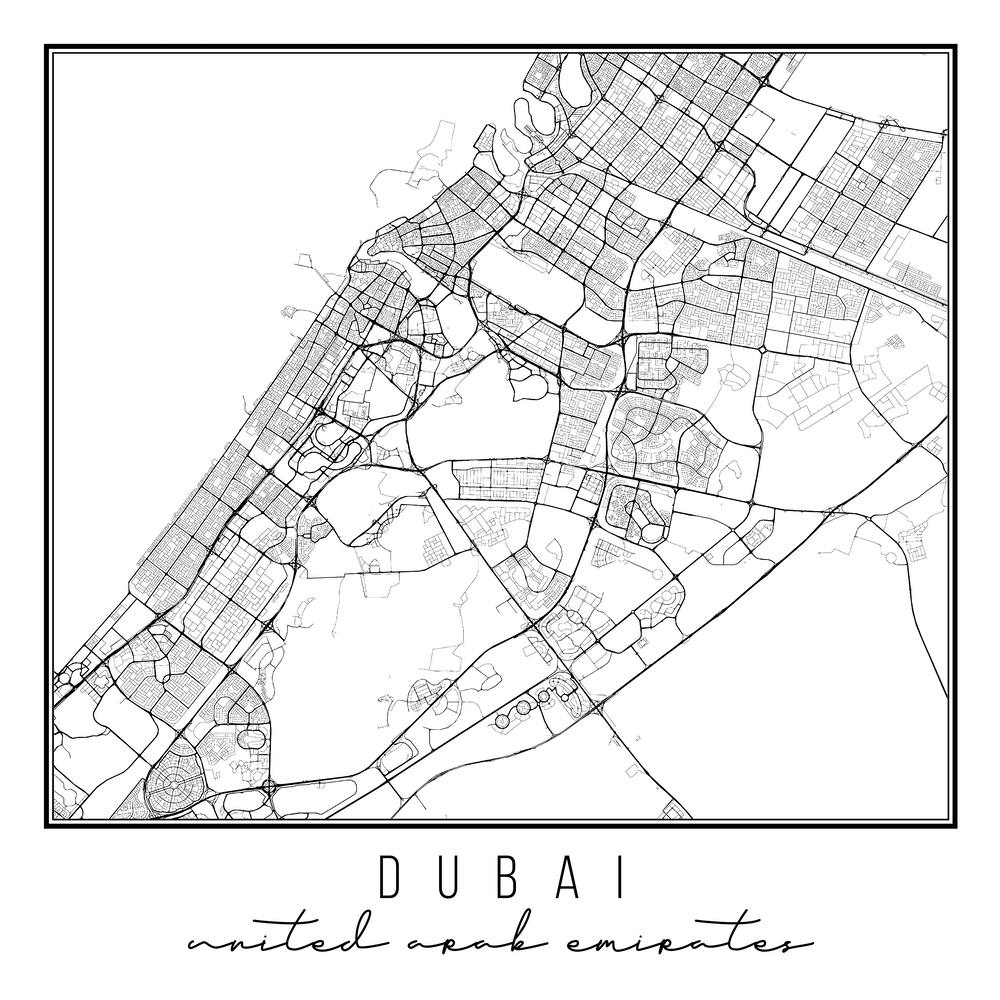 Dubai United Arab Emirates Street Map Art Print by Typologie Paper Co – Fy!
