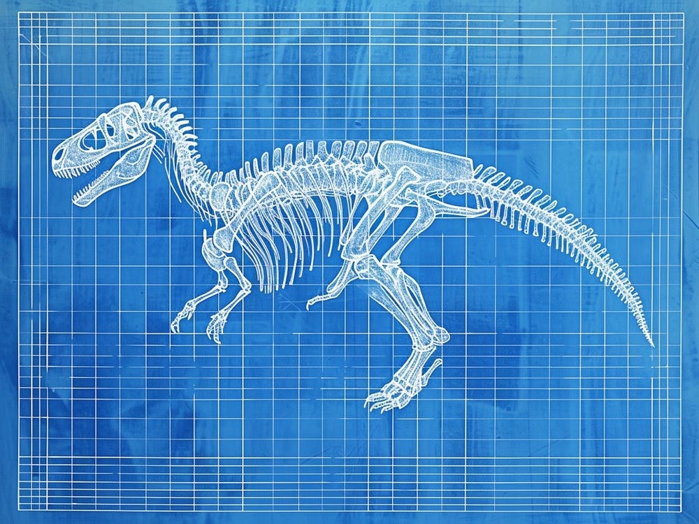 Compsognathus Dinosaur Skeleton Blueprint 2 Art Print by Dino Delights ...