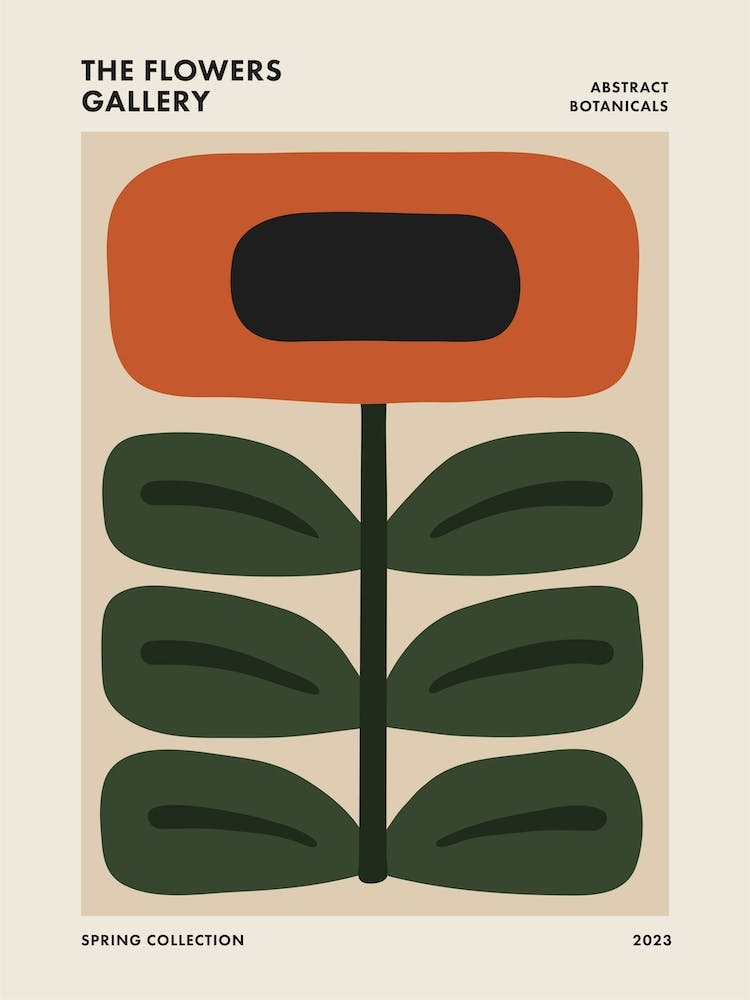 The Flowers Gallery Abstract Retro Floral 3 Art Print by Cocoon Design ...