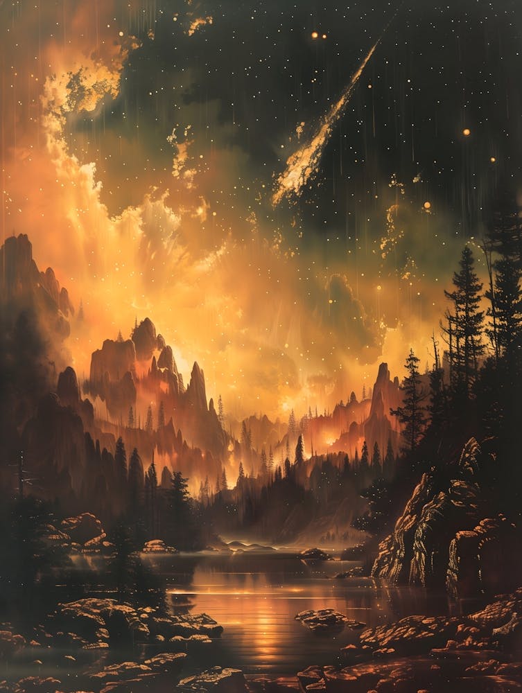 Shining Star, Bichromatic, Surrealism, Impressionism Art Print by ...