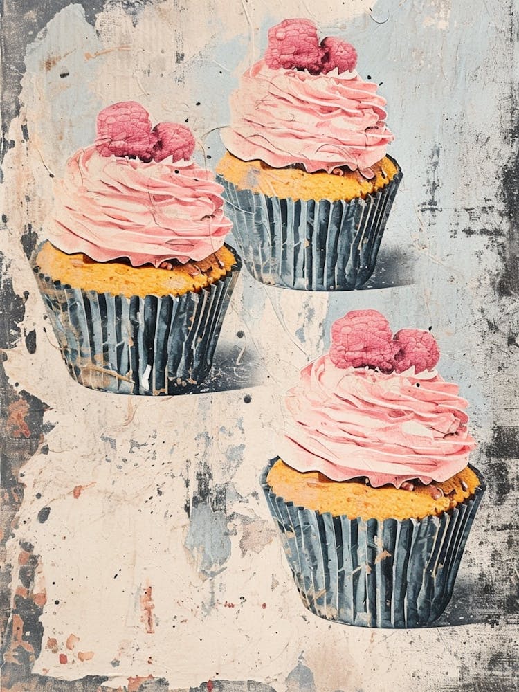 Kitsch Retro Cupcake Collage 2 Art Print by Bubblegum Kitsch – Fy!