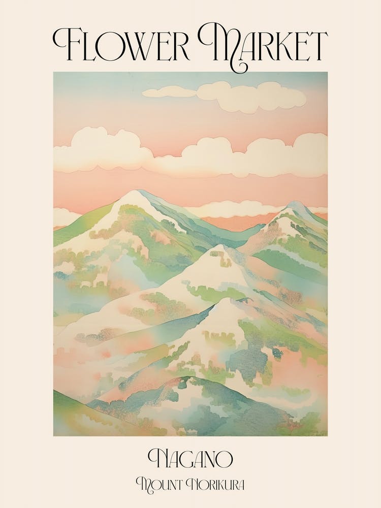Flower Market Mount Norikura In Nagano, Japanese Landscape 3 Poster Art ...