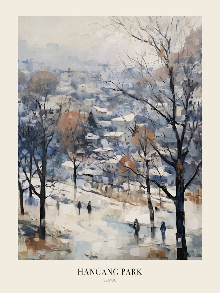 Winter City Park Poster Hangang Park Seoul 1 Art Print by Bon Hiver ...