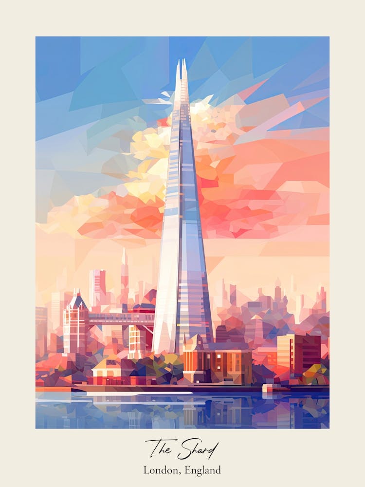 The Shard London, England Cute Botanical Illustration Travel 0 Poster ...