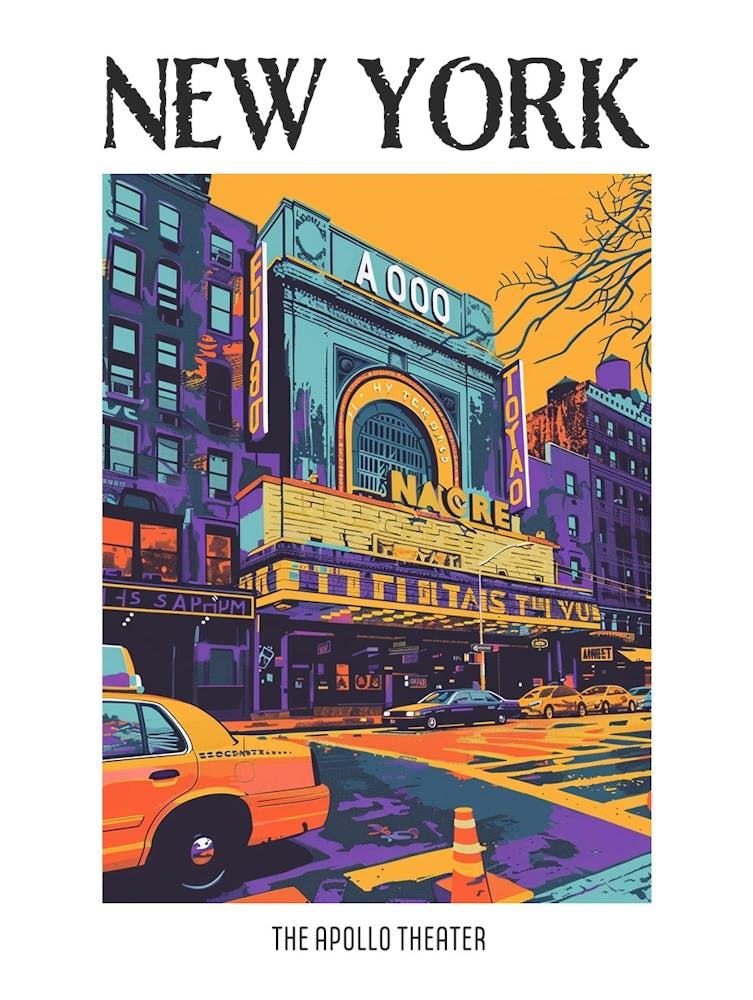 The Apollo Theater New York Colourful Silkscreen Illustration 1 Poster ...