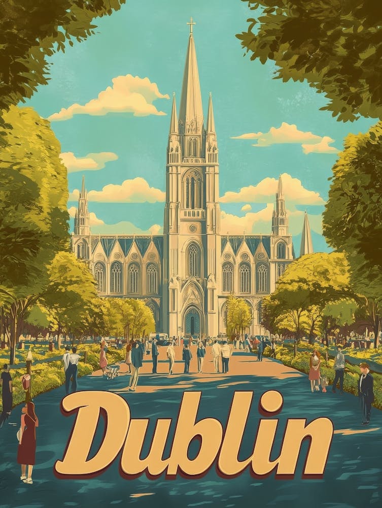 Aihrgdesign A Retro Travel Poster For Dublin 5 Art Print by aihrgdesign ...