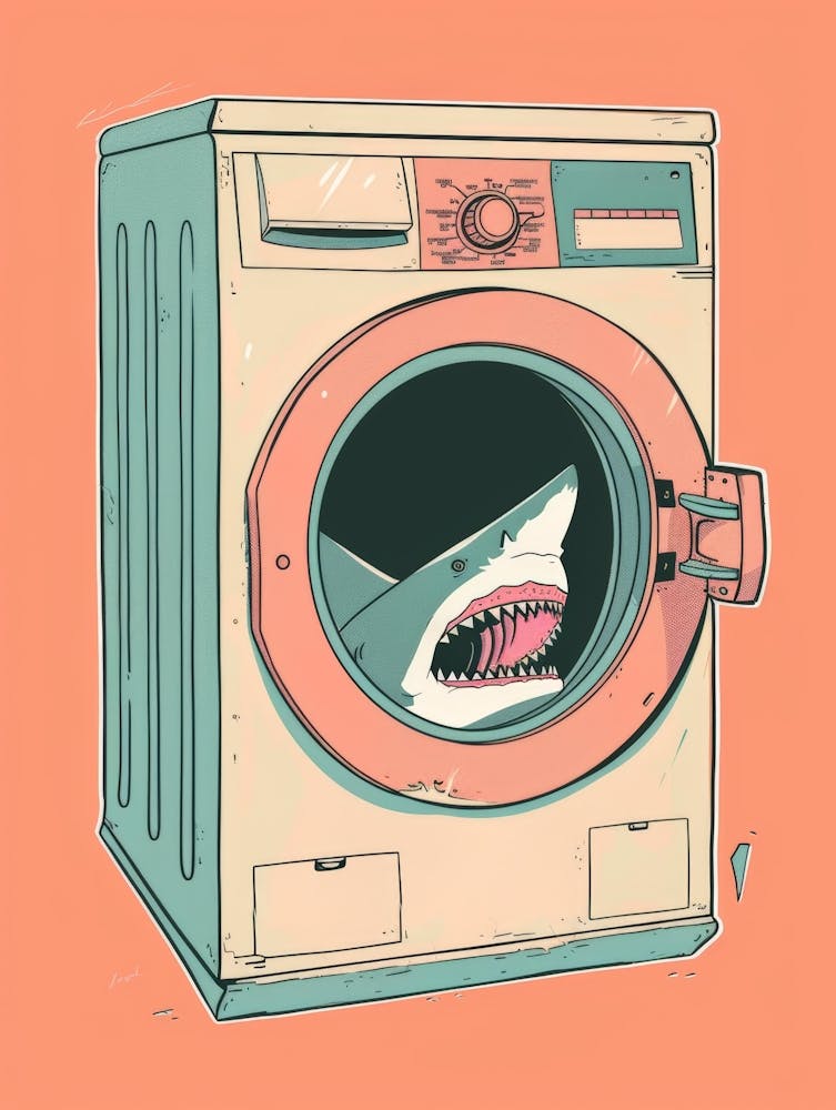 Shark In The Washing Machine 1 Art Print by Moving Clouds Art – Fy!