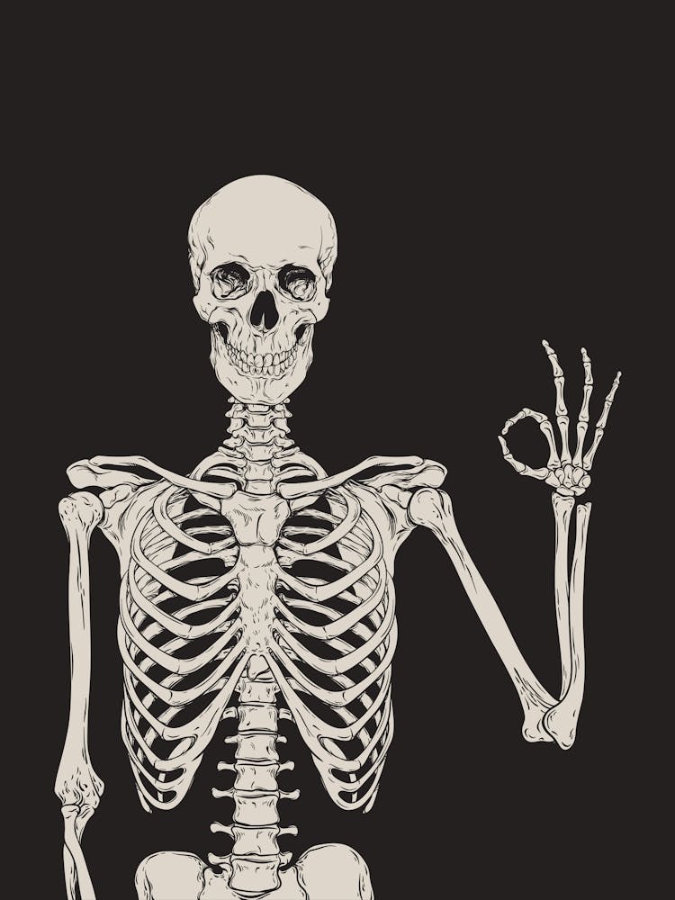 Halloween Skeleton Okay Sign Art Print by KIKIANDNIM – Fy!