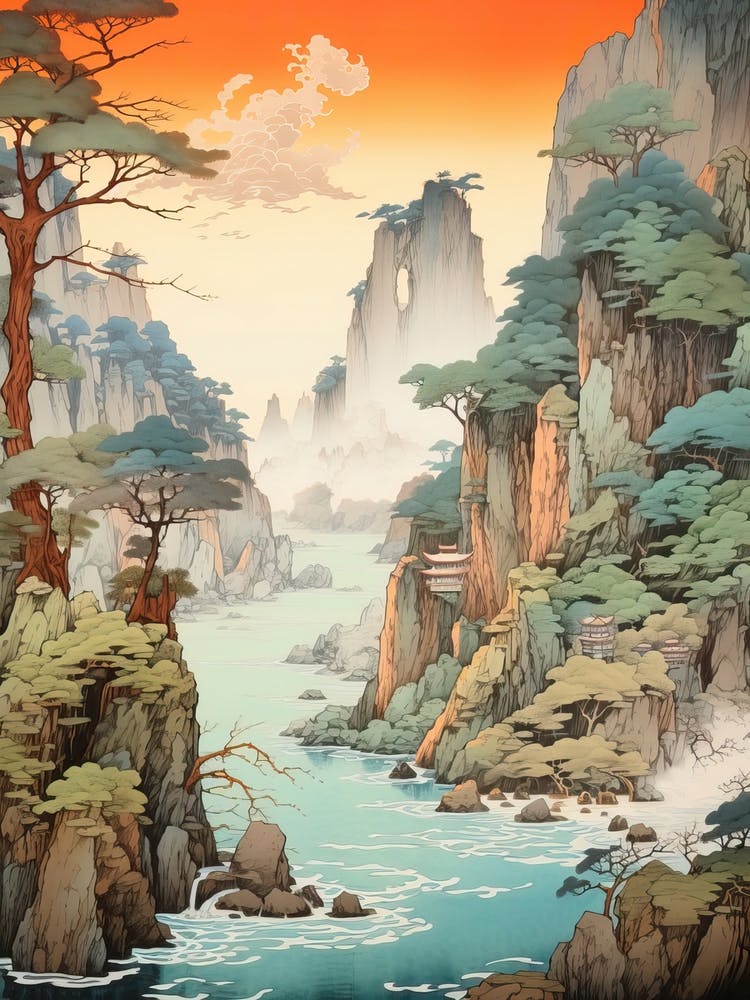 Akiyoshido Cave In Yamaguchi, Ukiyo E Drawing 3 Art Print by Ukiyo-e ...