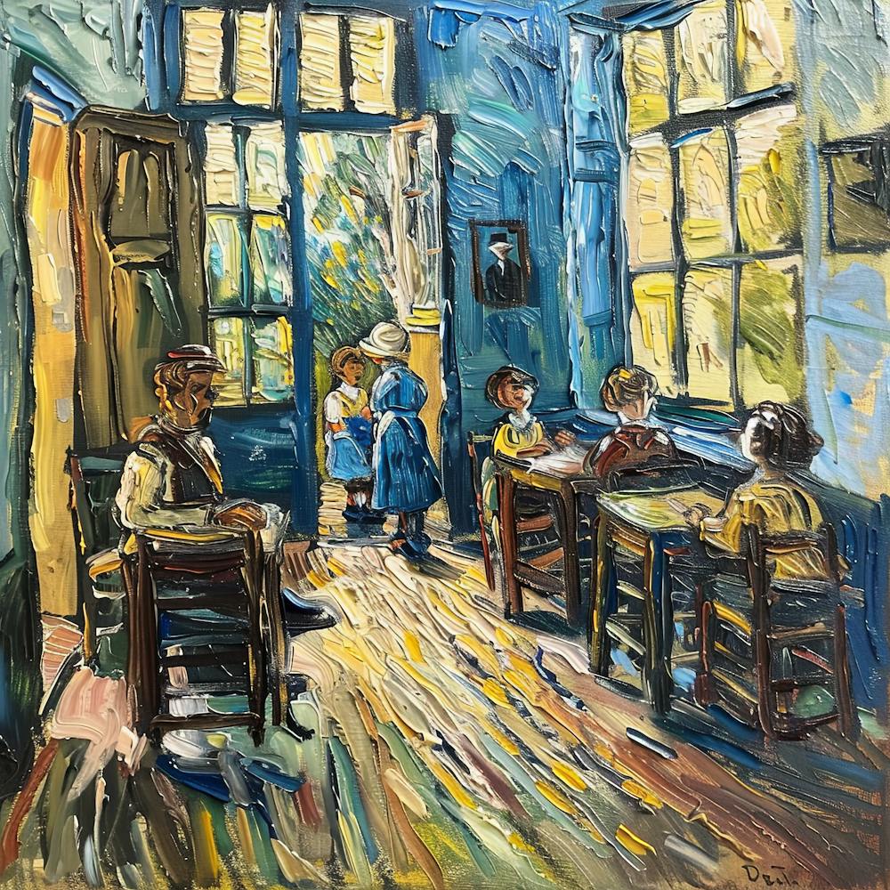 Van Gogh Style: The Village Schoolhouse Series. 1 Art Print by David ...