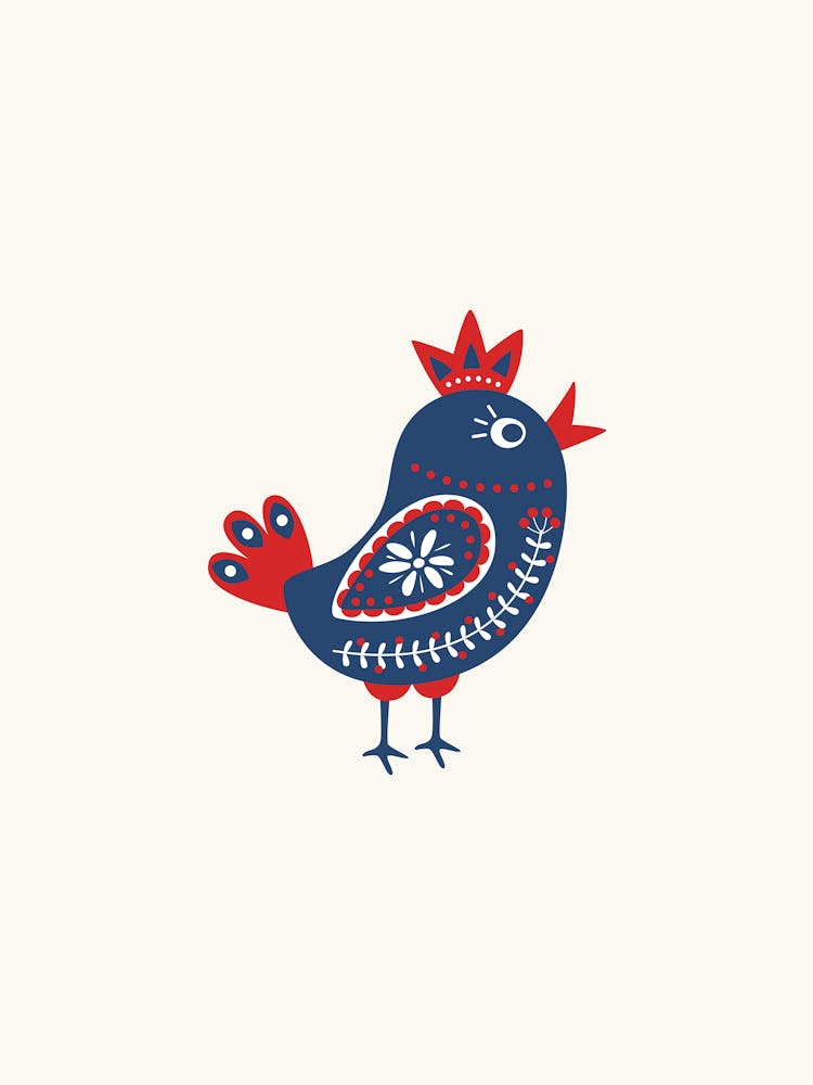 Finland Rooster Folk Scandi Art Print by Lewska Design – Fy!