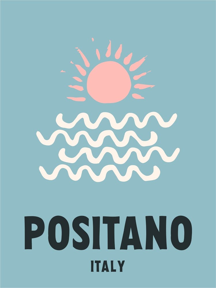 Positano, Italy, Graphic Style Poster 2 Art Print by Mambo – Fy!