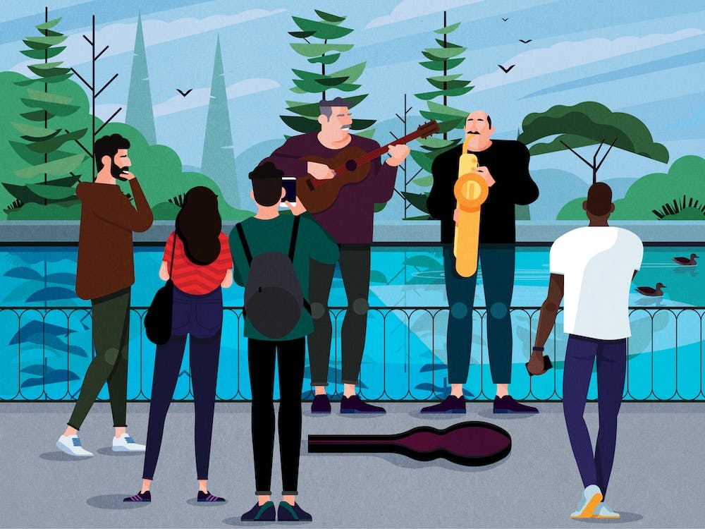 Buskers Art Print by James Boast Illustration – Fy!
