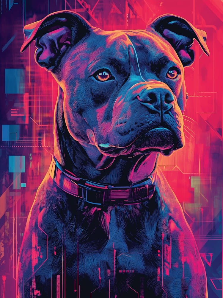 Staffordshire Bull Terrier Staffy Cyber Punk Sci Fi Art Print by ...