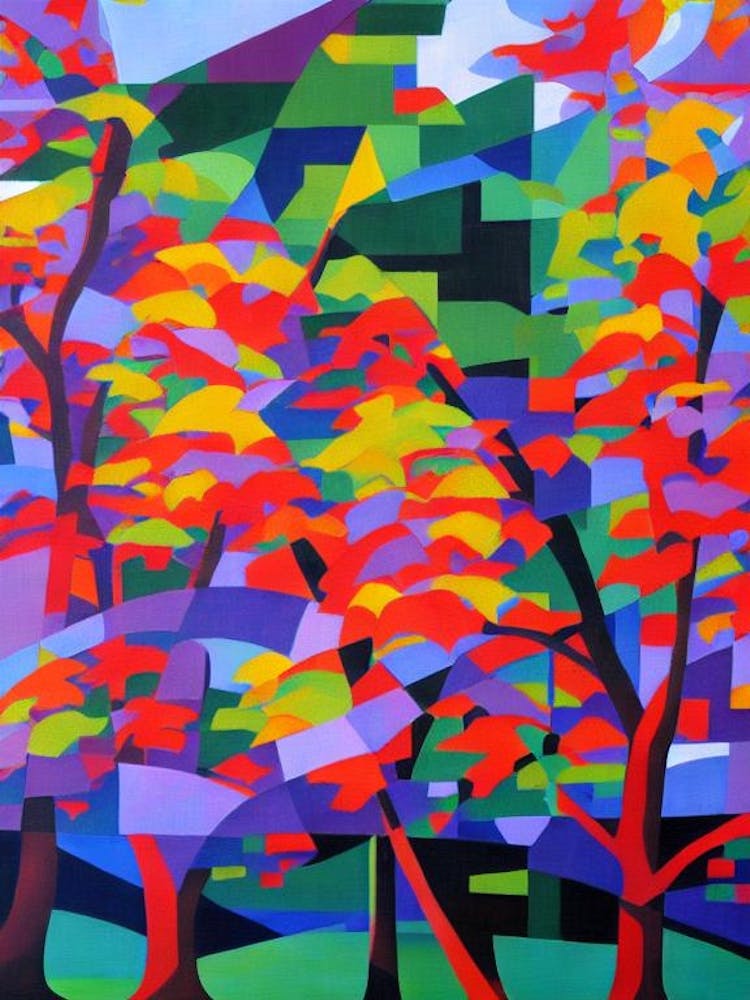 Crimson King Maple Tree Cubist Art Print by Arboreal Impressions – Fy!