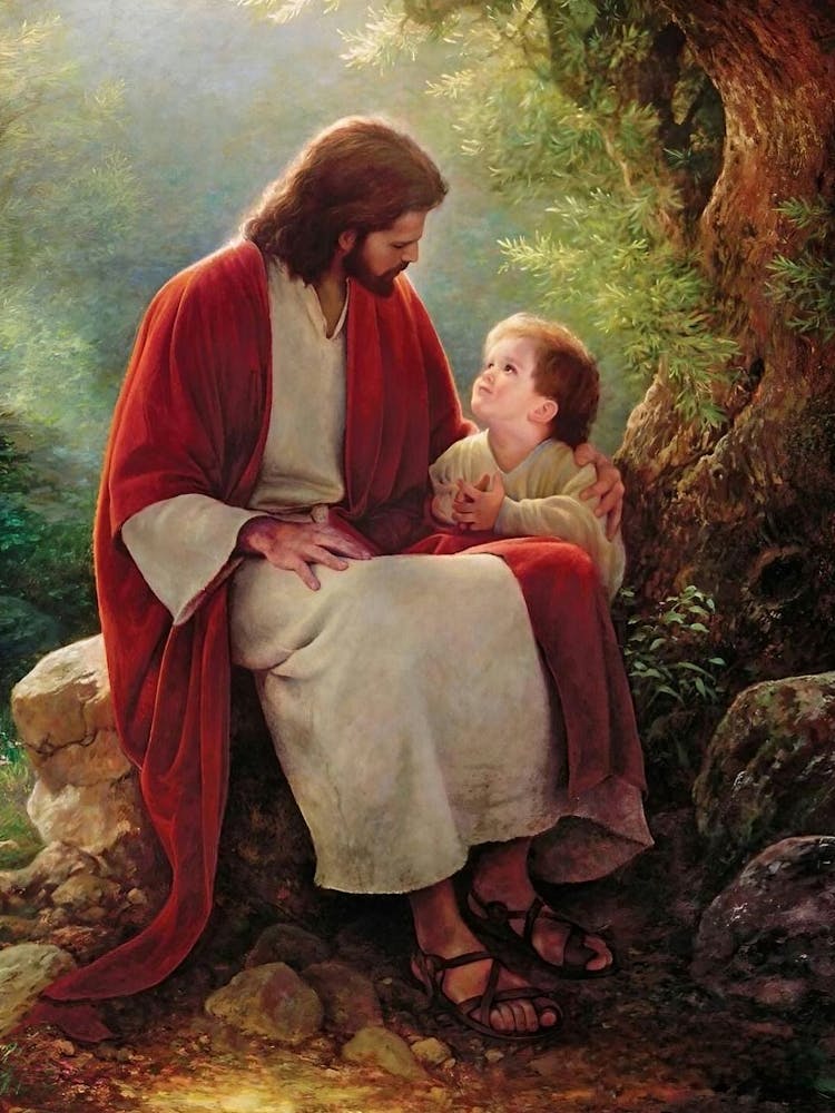 His Love, Jesus Christ And Little Boy Painting, Jesus Christ And Child ...