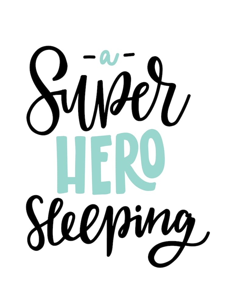 Superhero Sleeping Mint And Black Art Print by Nestory UK – Fy!
