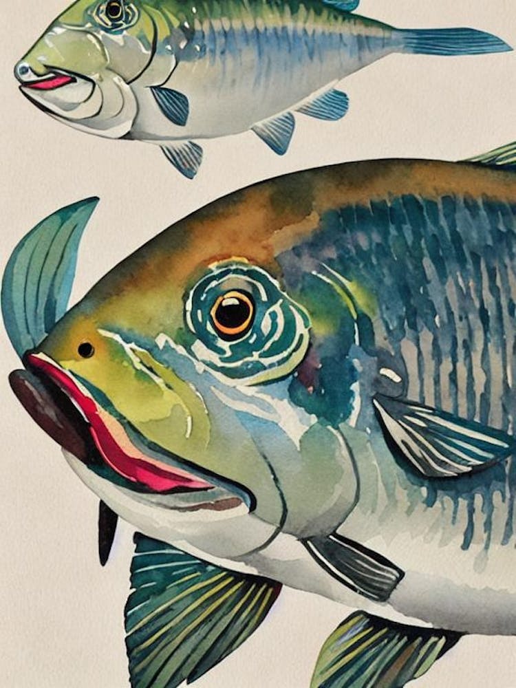Portuguese Dogfish Vintage Graphic Watercolour Art Print by Sea Life ...