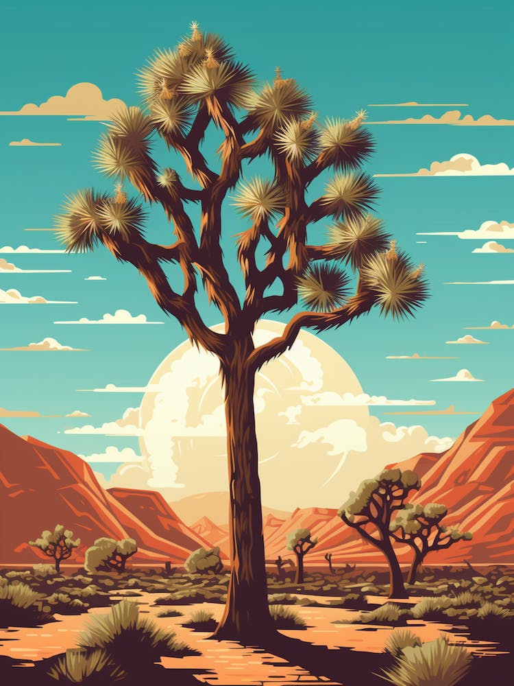 Typical Joshua Tree In Retro Illustration (4) Art Print by TreeTopia ...