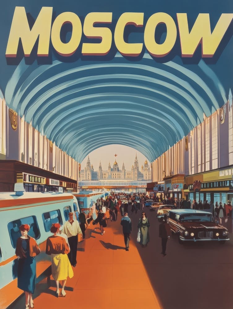 Aihrgdesign A 1970s Inspired Travel Poster For Moscow Art Print by ...