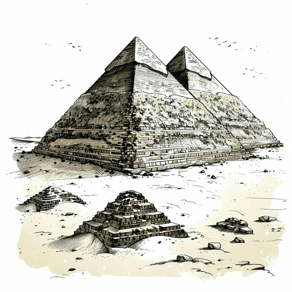 A Pyramids Of Giza Hand Drawn Sketch Illustratio 1719955285 3 Art Print ...