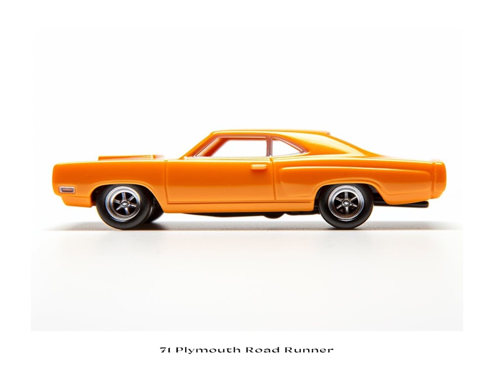 Toy Car 71 Plymouth Road Runner Orange Poster Art Print by Scribble ...