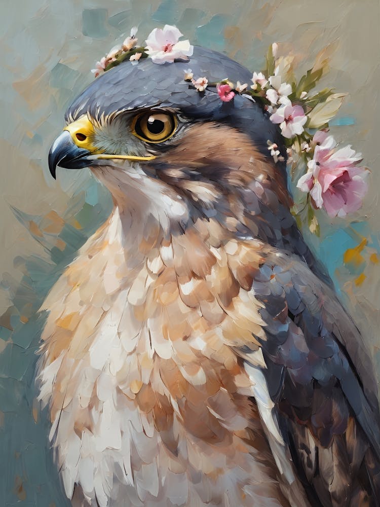 Hawk With Flowers Art Print by AnikArts – Fy!