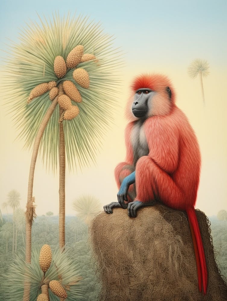 Baboon 2 Tropical Animal Portrait Art Print by Tropic of Eden – Fy!