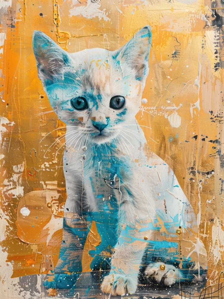 Kitten Gold Effect Collage 2 Art Print by Tropic of Eden – Fy!