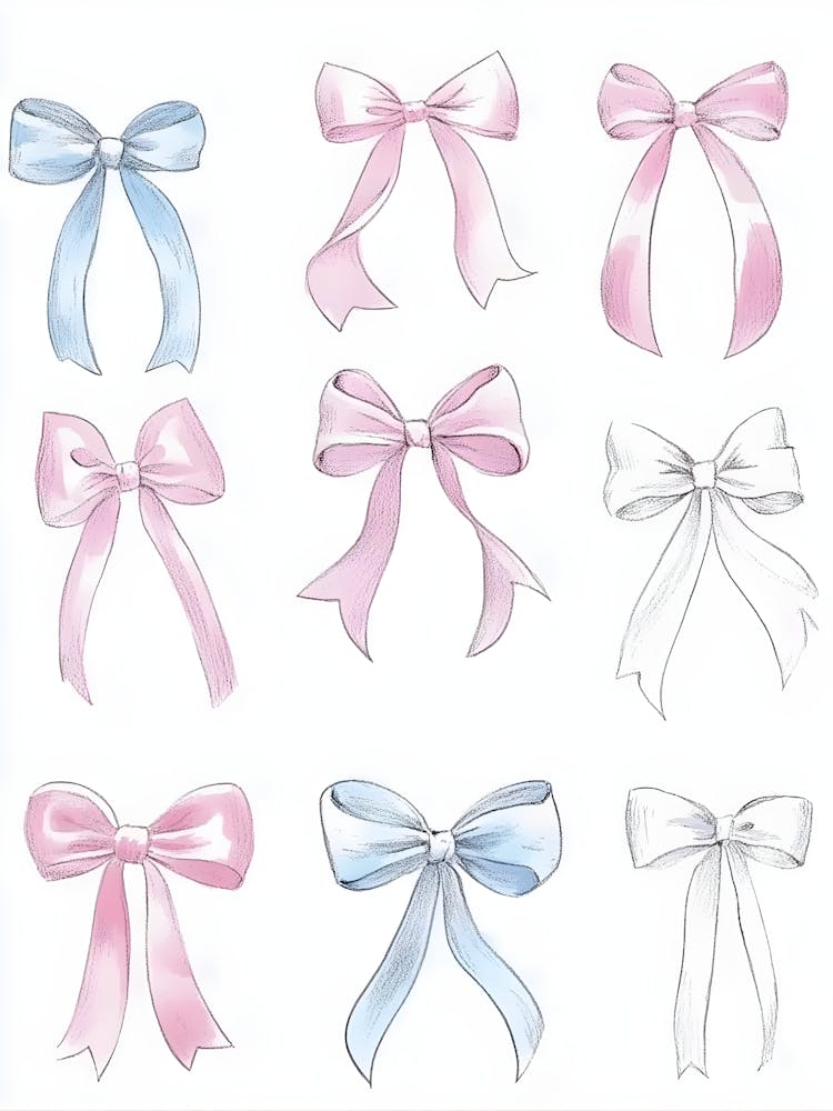 Watercolor Bows Art Print by Artistry Aloft – Fy!
