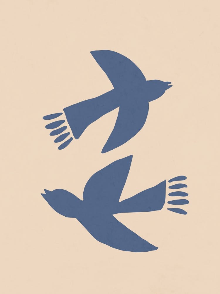 Birds Matisse Blue Art Print by Art and Heart – Fy!