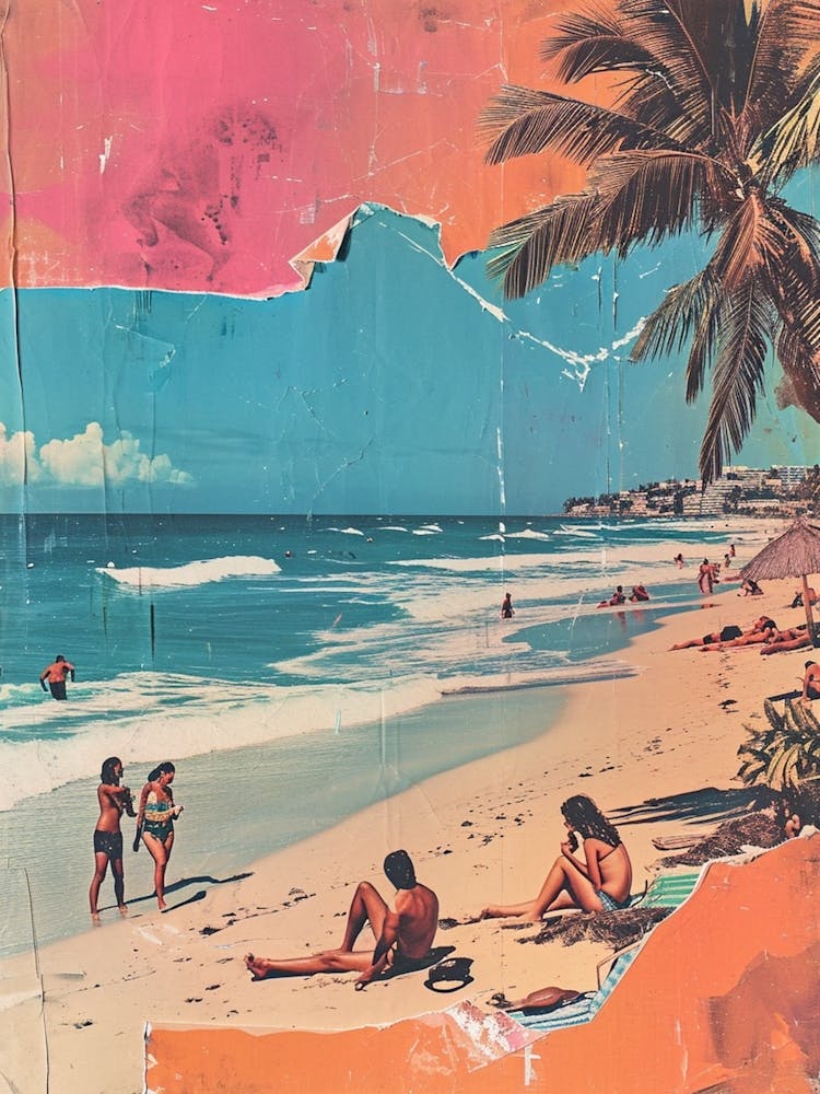 Retro Kitsch Beach Collage 2 Art Print by Bubblegum Kitsch – Fy!