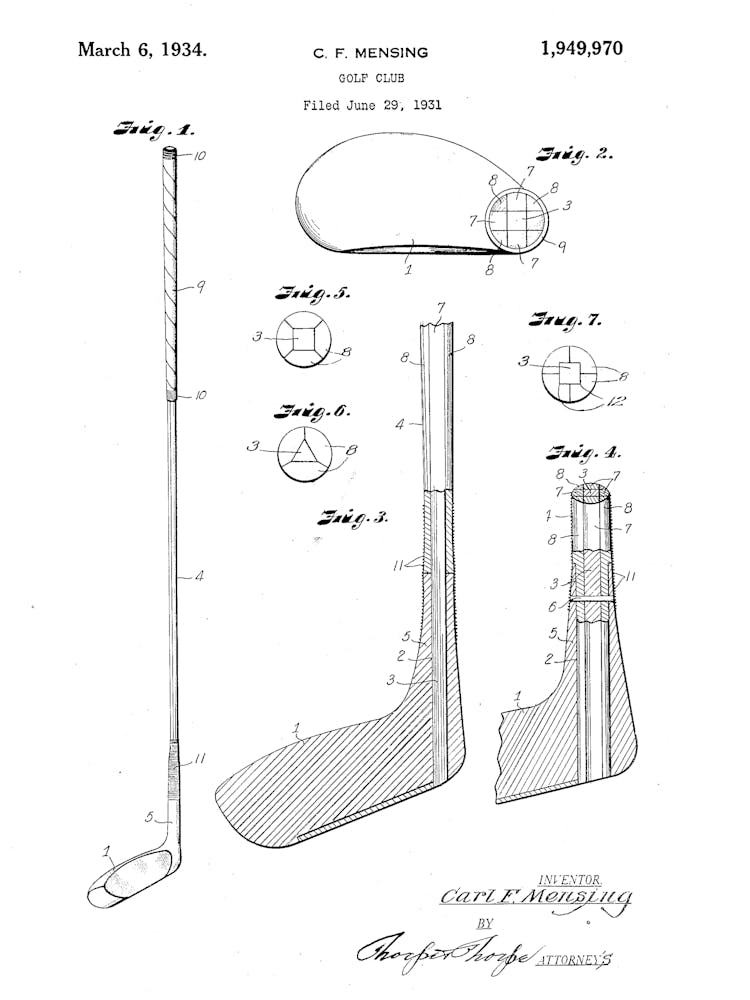 Original Patent Golf Club Art Print by Blim and Blum – Fy!