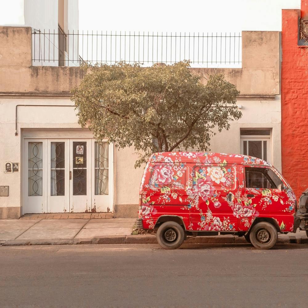 The Floral Van Square Art Print by Nina's Clicks – Fy!