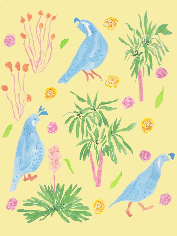 Joshua Tree Quail and Yucca Art Print by Inez Jestine – Fy!